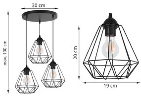 Závěsné svítidlo FUSION, 3x drátěné stínítko (výběr ze 2 barev), O