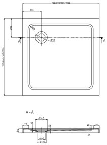 Mexen Rio čtvercový sprchový kout 90 x 90 cm, Vzor jinovatky, Zlatá + sprchová vanička Flat, Bílá - 860-090-090-50-30-4010G