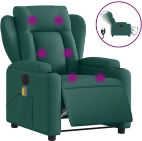 Elektrické masážní polohovací křeslo tmavě zelené textil 3204476