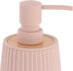 Dávkovač mýdla Roza, růžová/s dřevěnými prvky, 250 ml
