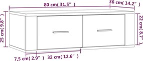 vidaXL Závěsná TV skříňka 80x36x25 cm kompozitní dřevo [816835] Barva: Černá