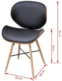 Jídelní židle 6 ks černé ohýbané dřevo a umělá kůže - Default Title