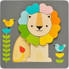 Petit Collage Dřevěné puzzle lev / od 18 měsíců