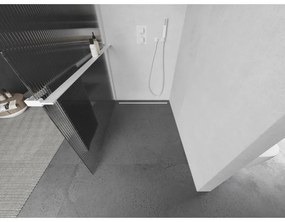Mexen Kioto+, sprchová zástěna Walk-In s poličkou a věšákem 120 x 200 cm, 8mm sklo s žebrovým vzorem, bílý profil, 800-120-121-20-09