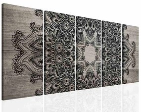 Obraz Mandala na dřevě Black Velikost (šířka x výška): 150x60 cm