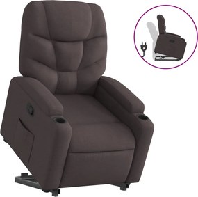 Zvedací polohovací křeslo tmavě hnědé textil 3204601