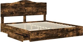 Postel s úložným prostorem se zásuvkou Kouřový dub 180 x 200 cm 3413482