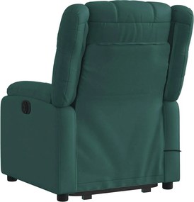 Elektrické zvedací masážní polohovací křeslo zelené textil 3205244