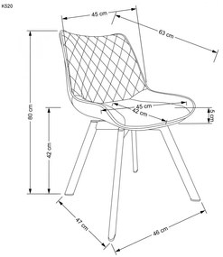 Otočná jídelní židle K520 Halmar Šedá