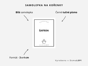 ŠAFRÁN - Samolepka na kořenky 3 x 4 cm - DomaLEP varianta: BÍLÁ - tučné písmo
