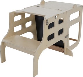 Montessori učící věž 3v1 s tabulí, přírodní, MAGAN