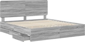 Rám postele s čelo Šedá Sonoma 200 x 200 cm Inženýrské dřevo 3412565