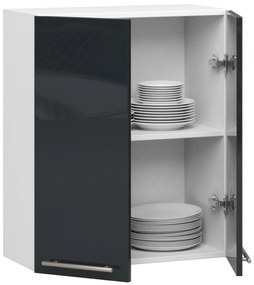 Horní kuchyňská skříňka Ozara W60 H720 (bílá + grafit lesk). 1071200