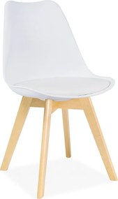 Nábytkáři ORFA KRIS BUK- jídelní židle eco kůže BÍLÁ/nohy dřevo buk (KRISBUB) (S) (K150-E)