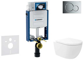 Geberit Kombifix - Set předstěnové instalace, klozetu Oudee Vortex a sedátka softclose, tlačítko Sigma01, lesklý chrom SANI15CA1130