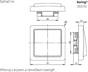 ABB Swing (L) vypínač č.7So světle šedá 3557G-A07341 S1