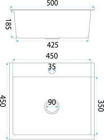 Rea Leo, 1-komorový ocelový dřez 500x450x185 mm, zlatá matná, ZLE-06004