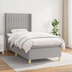 Box spring postel s matrací světle šedá 90x200 cm textil 3132121