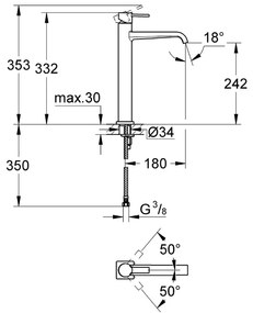 Grohe Allure - vysoká umyvadlová baterie k umyvadlovým mísám, výška 33 cm, chrom 23403000