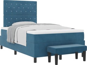 Postel s boxspringem s čelo Tmavě moddrá 190 x 120 cm samet 3344436