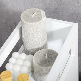 HOMCOM kleankin Koupelnová skříňka Skříňka do niky s kolečky, 2 zásuvky a otevřená přihrádka, koupelnový vozík, bílá, 16x49,5x66cm| Aosom