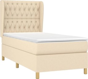Box spring postel s matrací krémová 90x190 cm textil 3128730