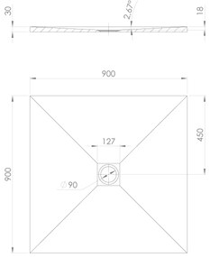 Polysan Polysan, TRENECA sprchová vanička z litého mramoru s možností úpravy rozměru 90x90cm, šedá matná, 84300.31