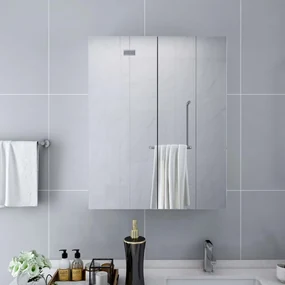 323607 Bathroom Mirror Cabinet White 60X15X75 Cm Mdf Šedá