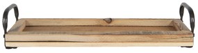 Dřevěný podnos s kovovými uchy Alvin - 41*14*7 cm