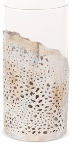 SKLENĚNÝ DEKORAČNÍ SVÍTNÍK DIMON (02) (FI) 16X32 CM VÍCEBAREVNÁ
