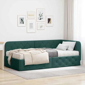 Rohový rám postele Tmavě zelená 90 x 190 cm textil 3394041