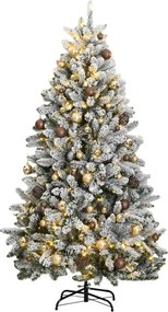 vidaXL Umělý sklápěcí vánoční stromek s 300 LED a koulemi 180 cm [3210146] Barva: Zelená a bílá