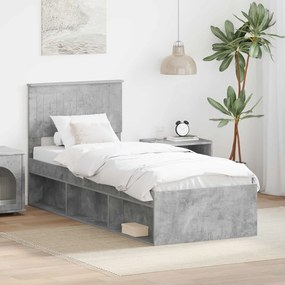 Rám postele Betonově šedá 75 x 190 cm Masivní borové dřevo 3410666