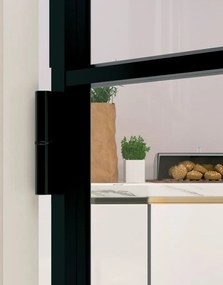 vidaXL Interiérové dveře bílé 76x201,5 cm tvrzené sklo a hliník úzké [153670] Barva: Černá a průhledná