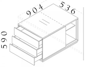 Kontejner Creator 90,4 x 53,6 cm, 2-modulový - pravý, bílá/antracit