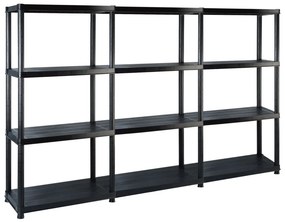 Úložný regál 4patrový černý 183 x 30,5 x 130 cm plast 3059855