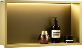 Rea Rea, LED polička na zapuštění 60x30x10 cm, 12W, 3000K, zlatá matná, REA-08543