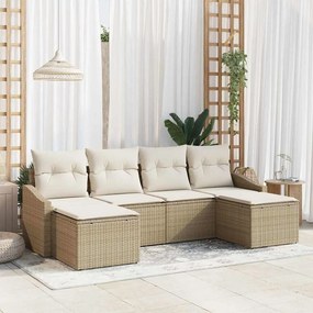 Set pohovek 6 ks Béžová polyratan 3346831