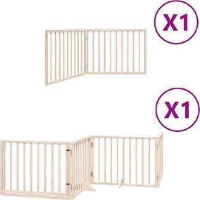 Zábrana pro psy s dvířky skládací 6 panelů 480 cm topol 3155553