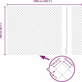 Zábradlí s betonovým základem 10 x 1,4 m Ocel potažená PVC 3351239