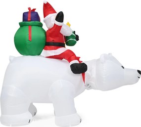 Costway Nafukovací lední medvěd a jezdecký Santa Claus, vánoční figurka s LED