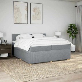 Box spring postel s matrací světle šedá 200 x 200 cm textil 3289863