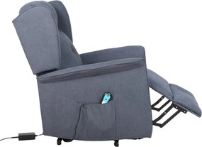 TV křeslo ušák RELIA s elektrickým polohováním — látka, šedá, nosnost 130 kg