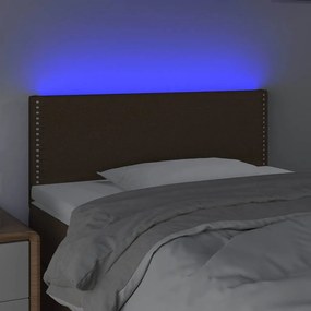Čelo postele s LED tmavě hnědé 100x5x78/88 cm textil 3121465