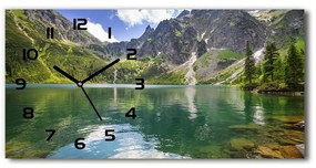 Wallmuralia Skleněné hodiny na stěnu Mořské oko Tatry 60x30 cm