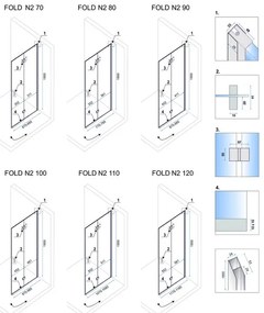 Rea Fold N2 sprchový kout se skládacími dveřmi 110(dveře) x 110(dveře), čiré sklo, chromový profil, KAB-00018