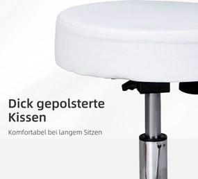 HOMCOM Pracovní stolička Rolovací stolička Otočná stolička s nastavitelnou výškou a opěradlem pro kancelář, bílá Φ35 x H72-84 cm