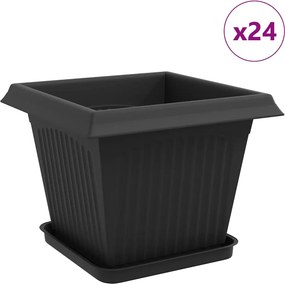 Květináče 24 ks Černá Plast 3403315