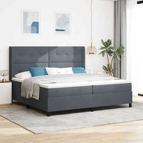 Postel s boxspringem s čelo Tmavě šedá 200 x 200 cm samet 3342027
