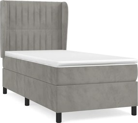 Box spring postel s matrací světle šedá 80 x 200 cm samet 3129297